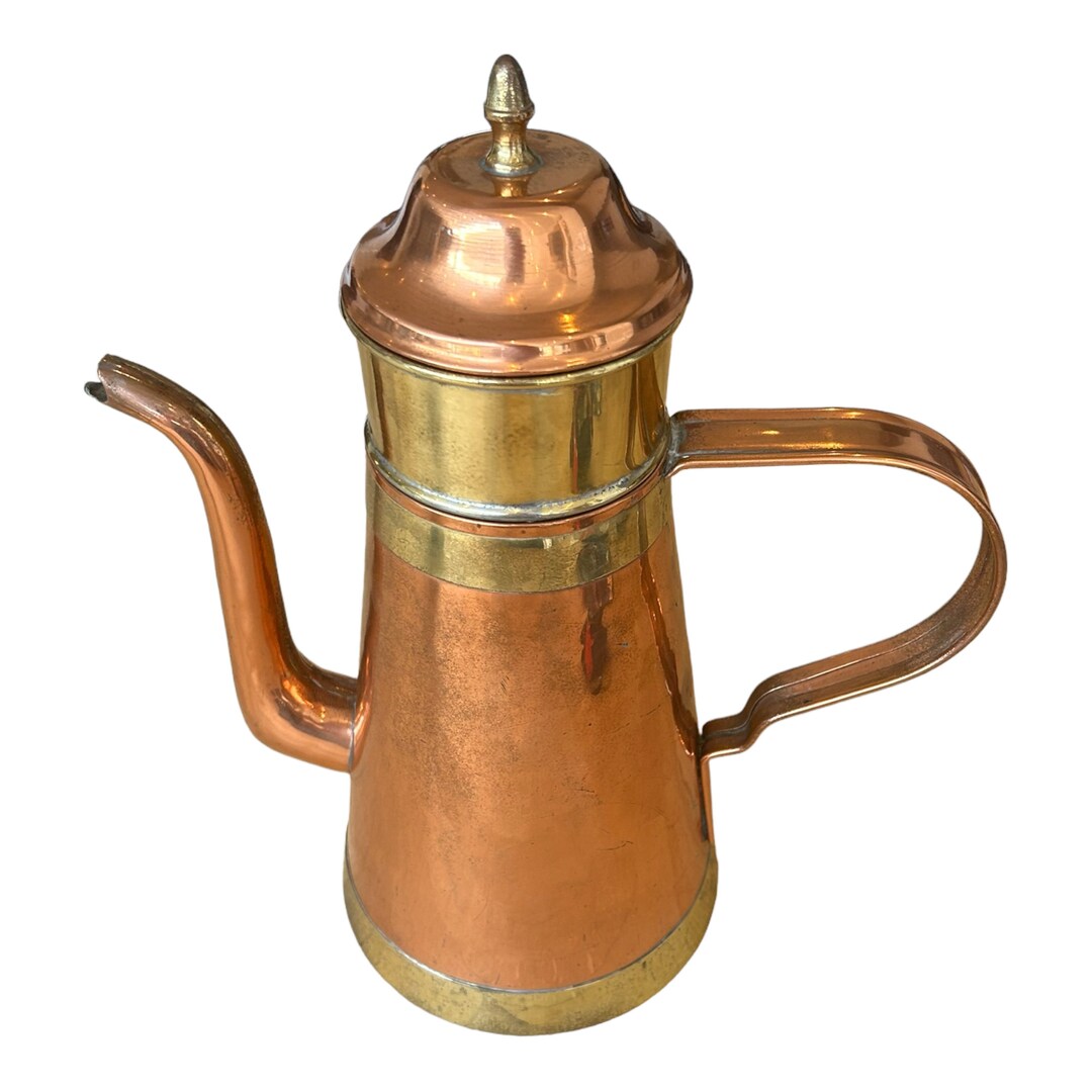 Extra Large Vintage Copper and Brass Coffee Pot Coffee Kettle Copper ...