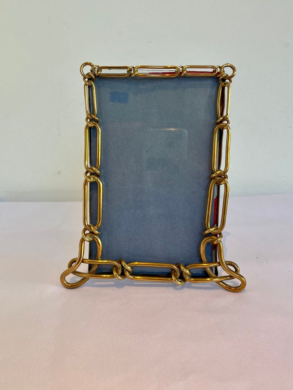 Antique Victorian Gold Brass Link Chain Photo Photograph Frame - Etsy