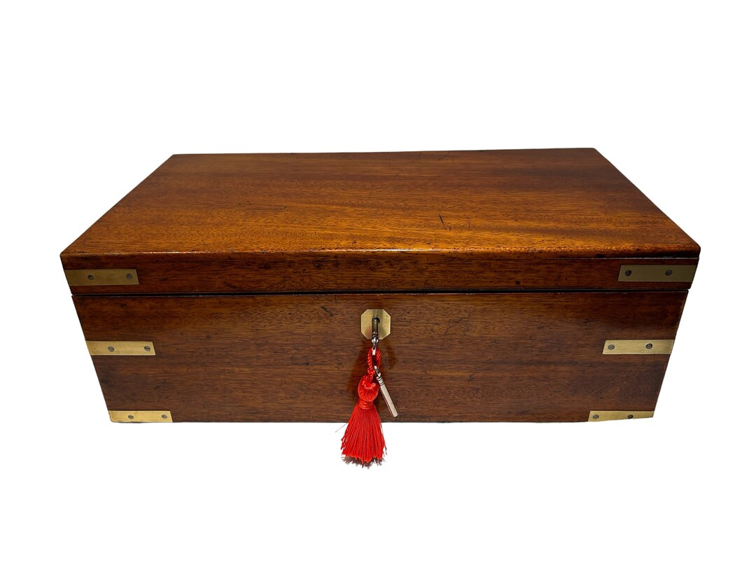 Antique Victorian Circa 1880 Campaign Mahogany Lockable Writing Box ...
