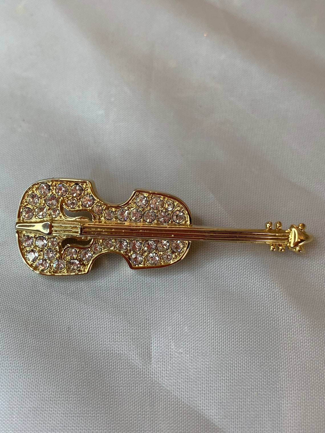 Vintage Style Crystal Violin Brooch | Etsy
