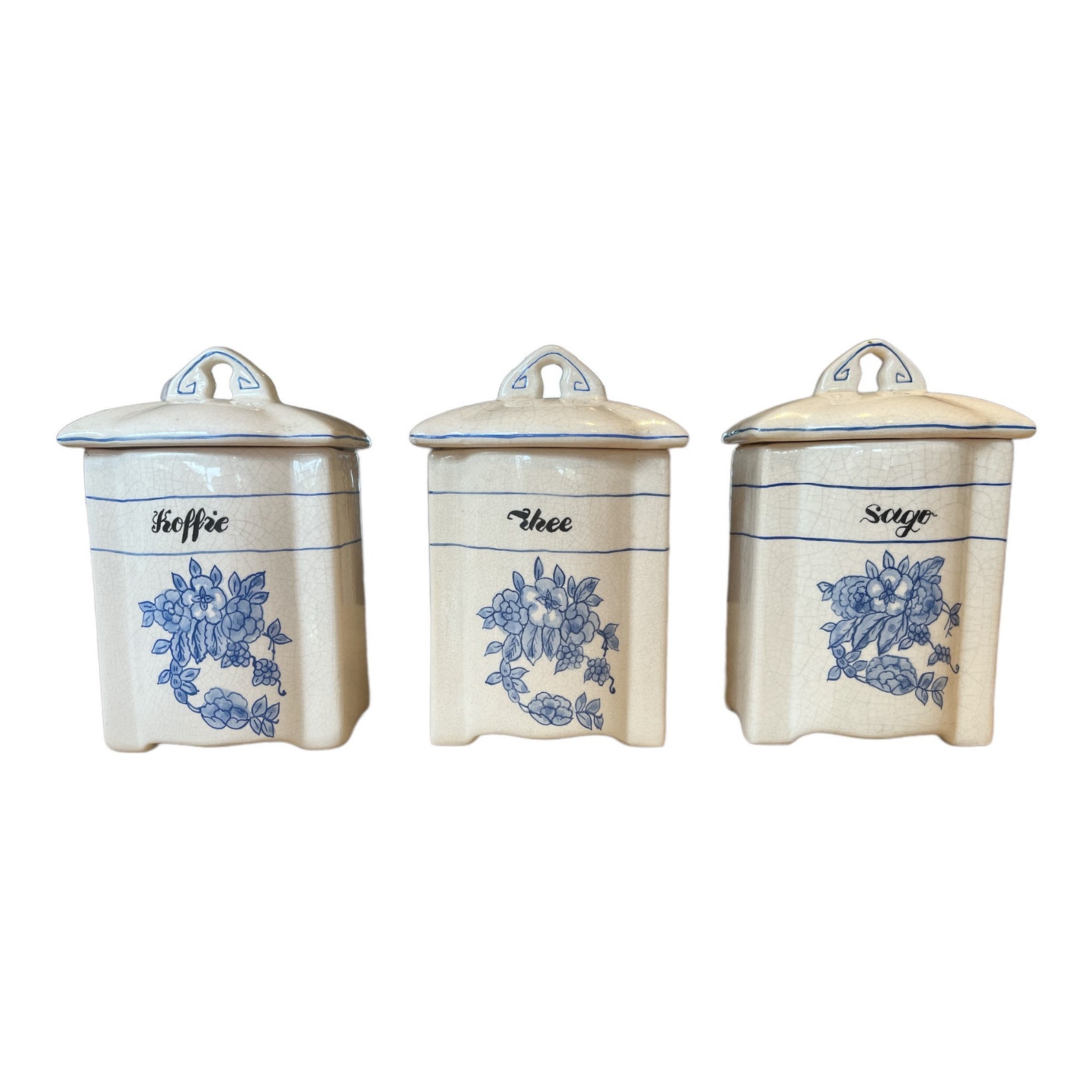 Vintage 14 Piece Porcelain Kitchen Storage Jar Set Kitchen Caddies ...