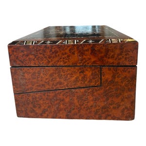 Antique Walnut Victorian Circa 1850 Ladies Mop Inlaid Lockable Writing ...