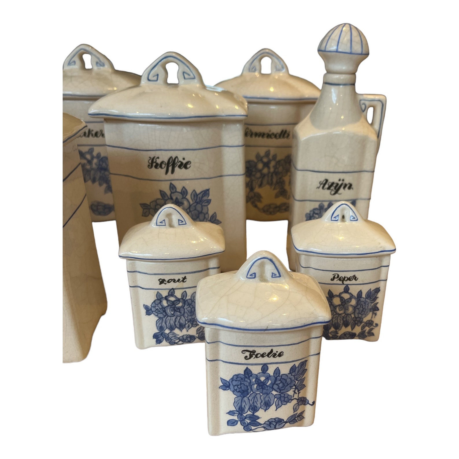 Vintage 14 Piece Porcelain Kitchen Storage Jar Set Kitchen Caddies ...