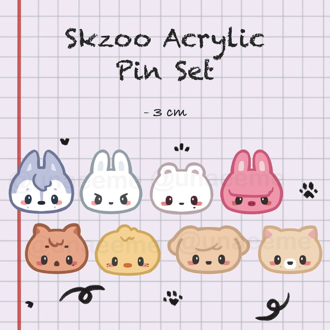 Skzoo Acrylic Pins Set Kpop// Stray Kids Bang Chan Lee Know - Etsy