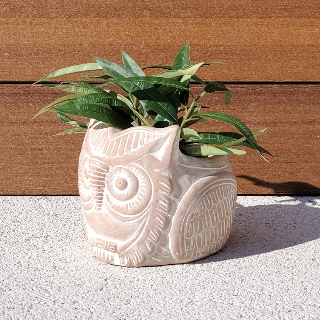 Handmade Terracotta Owl Planter, Succulent Pot With Drainage, Clay ...
