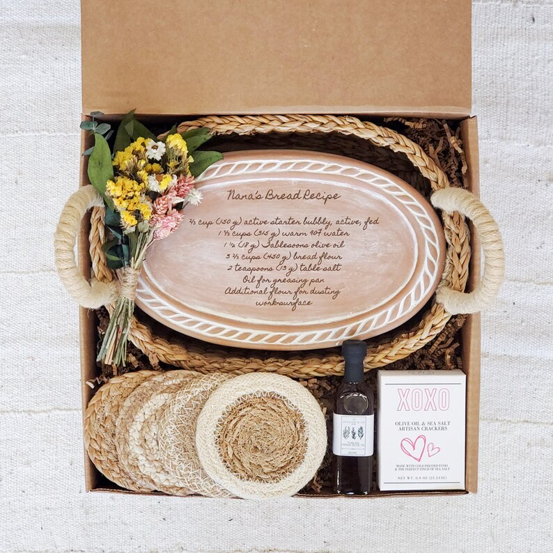 Personalized Family Recipe Gift Box - Terracotta Bread Warmer Basket ...