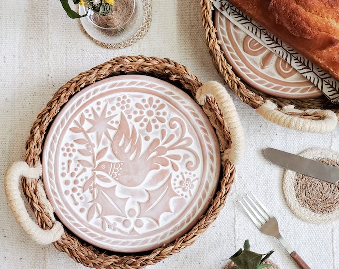 Vintage Italian Villa Bread Warmer Basket With Terra Cotta Warming ...