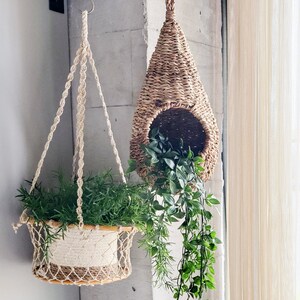 Handmade Woven Wall Basket Planter Wicker Wall Hanging Pot Planter Storage Basket Farmhouse Home ...