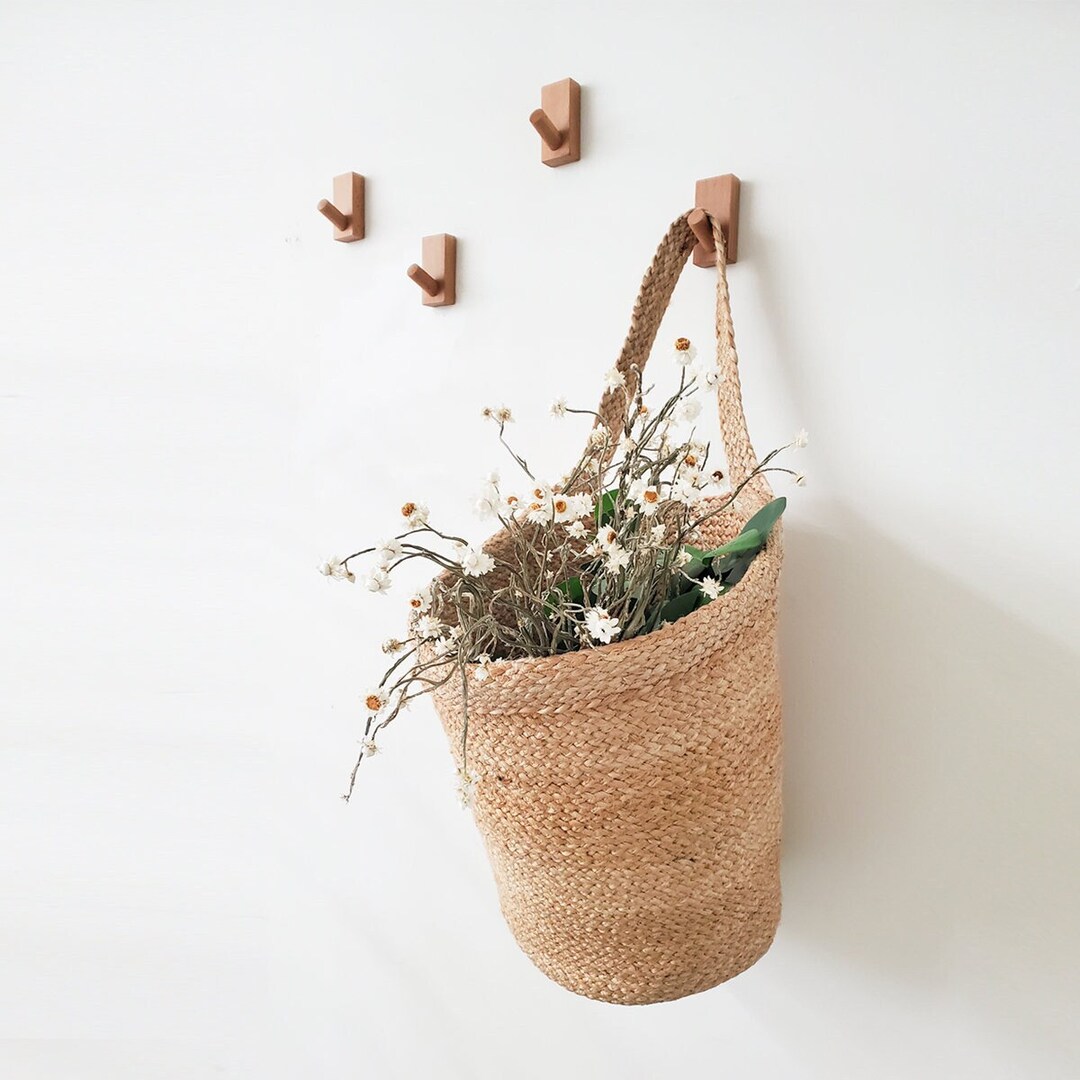 Handwoven Wall Hanging Basket • Jute Storage Basket, Farmhouse Home ...