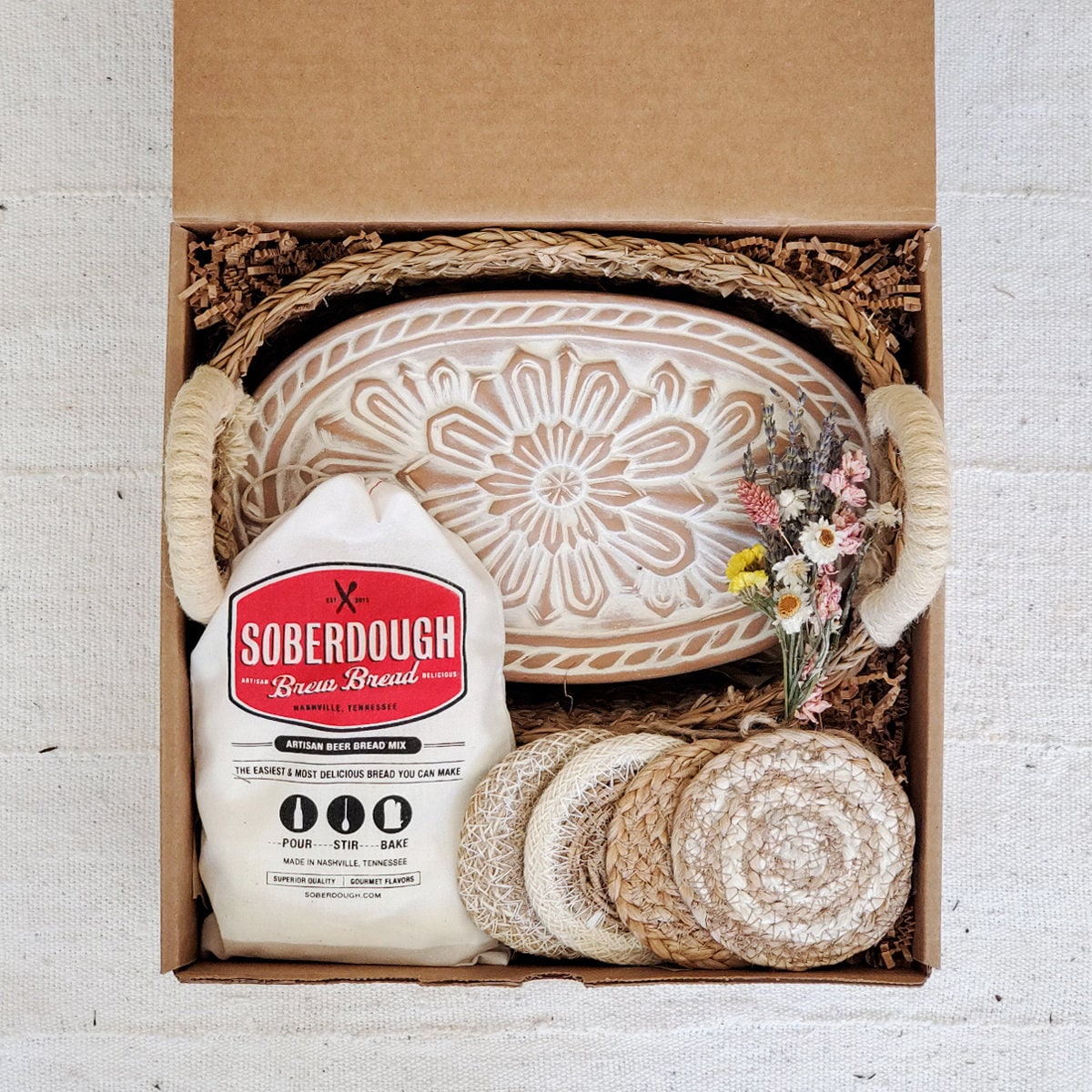 Christmas Bread Baking Gift Box - Terracotta Bread Warmer & Basket ...
