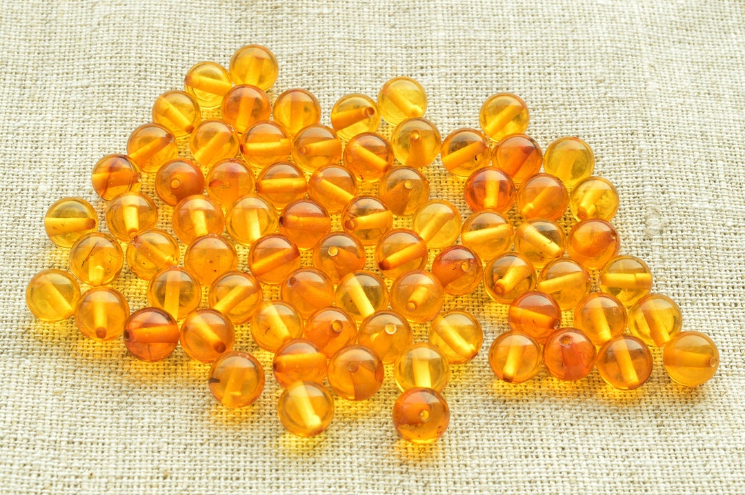 Loose Amber Beads Rounded 6mm 5-100 Pcs Jewelry Supplies Loose Beads ...
