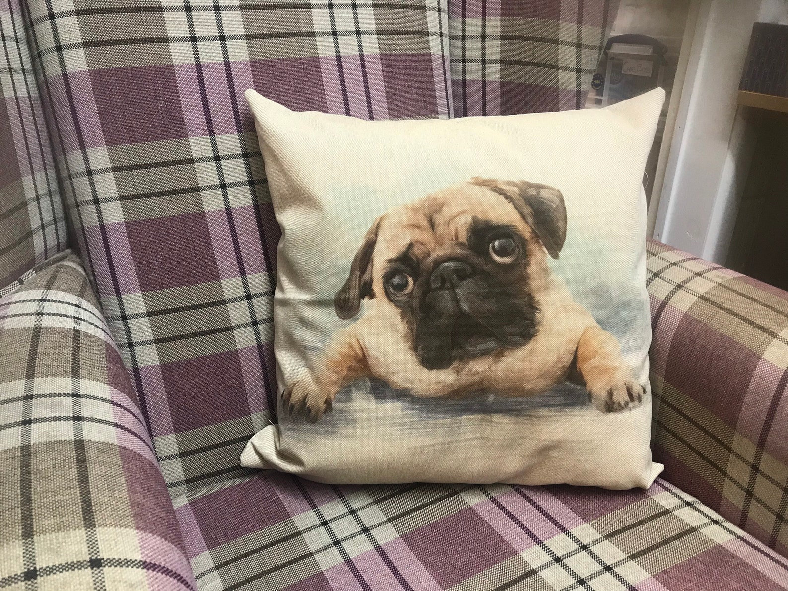 Cojines de cojín Pug hechos a mano, cestas de almacenamiento y sobre de ...