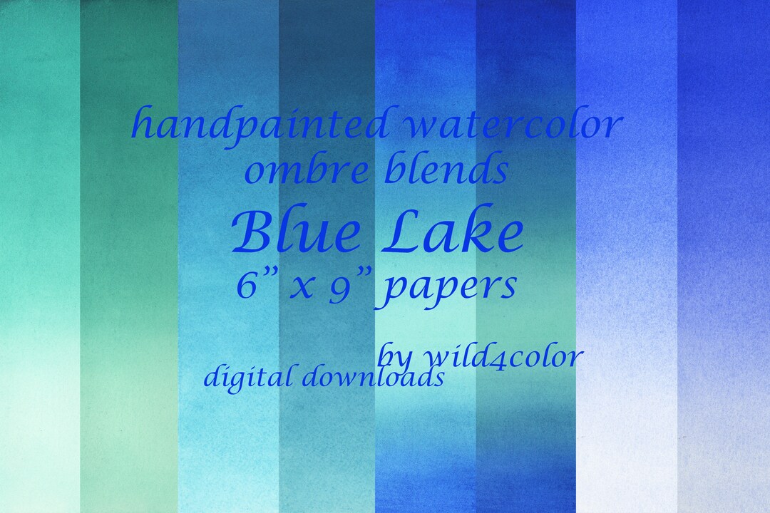 Digital Papers Handpainted Watercolor Ombre Washes Blues Greens ...