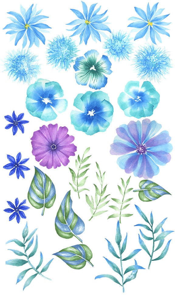Watercolor Clipart Flowers Handpainted Floral Elements Bouquets DIY ...