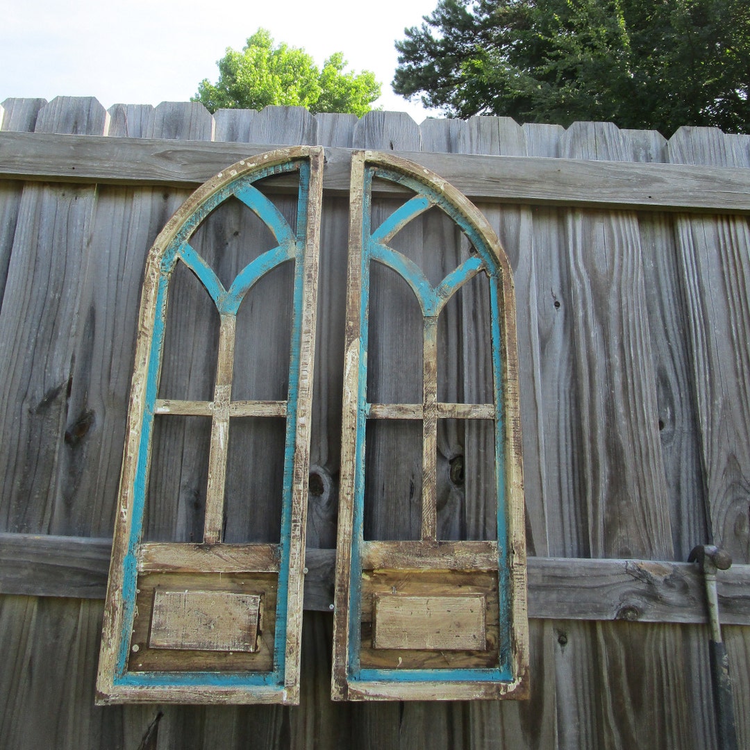 Pair of Arched Cathedral Windows Rustic Gothic Church - Etsy