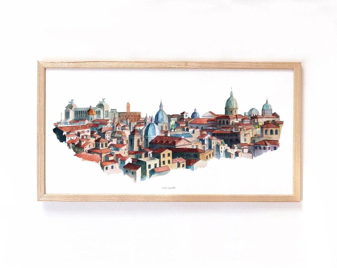 Roofs of Rome Poster, Art Print, Home Decor, Illustration, Decoration ...