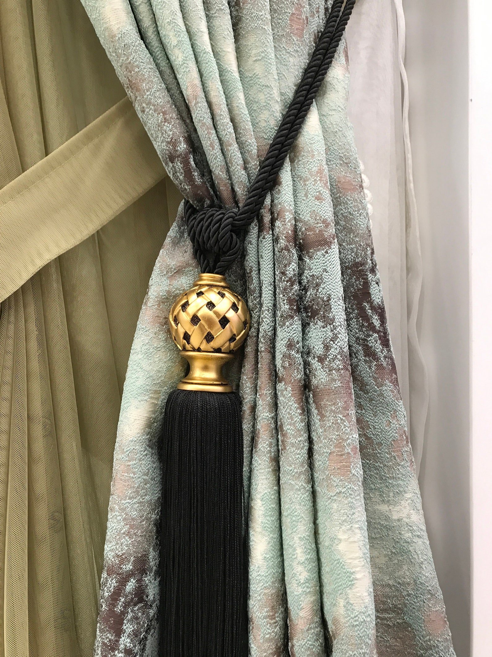 Pack of 2 Tiebacks Gold Home Decor Gold Curtain Tie | Etsy