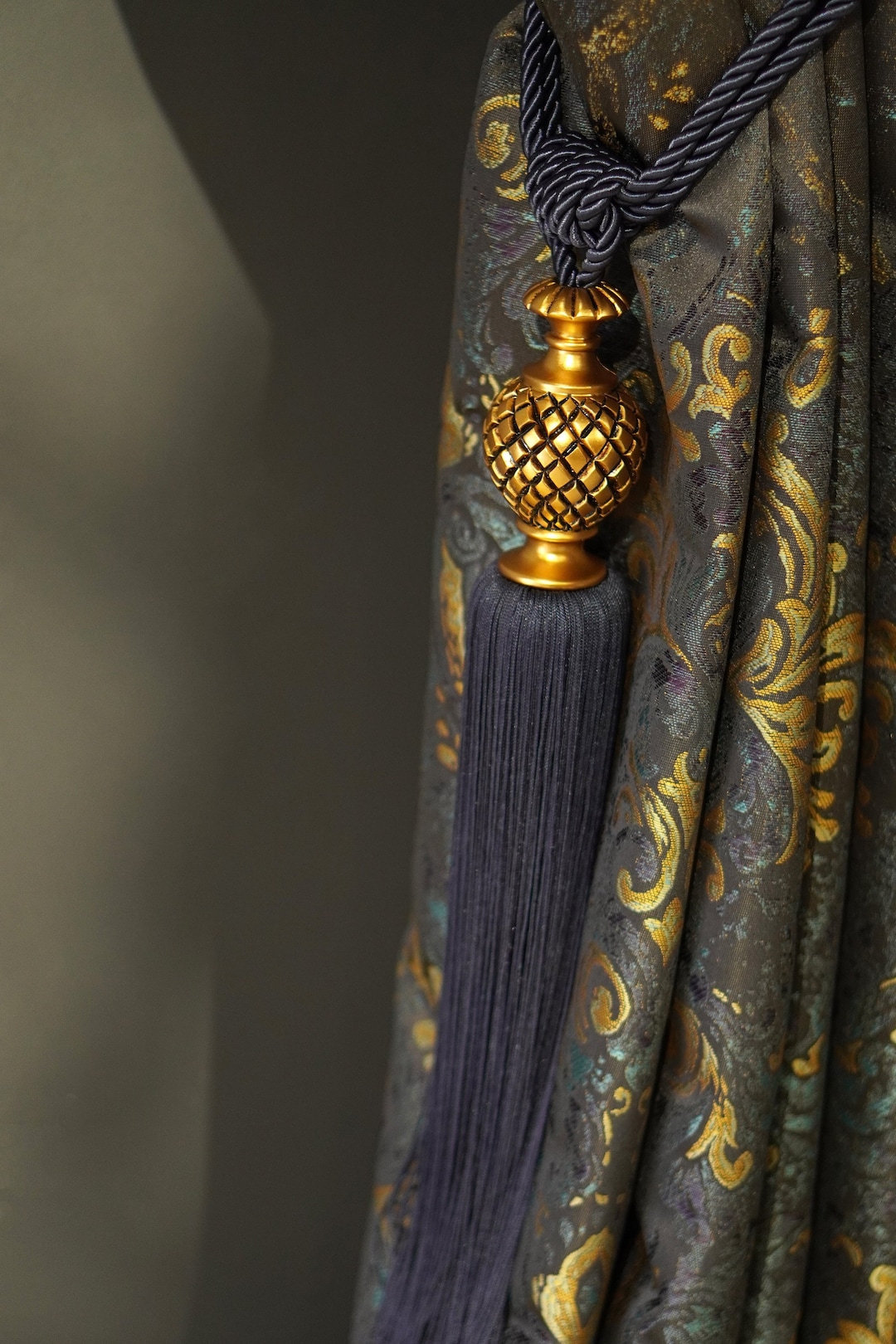 Pack of 2 - Leaf Gold Tieback - Curtain Tiebacks - Tassel Tie Backs ...