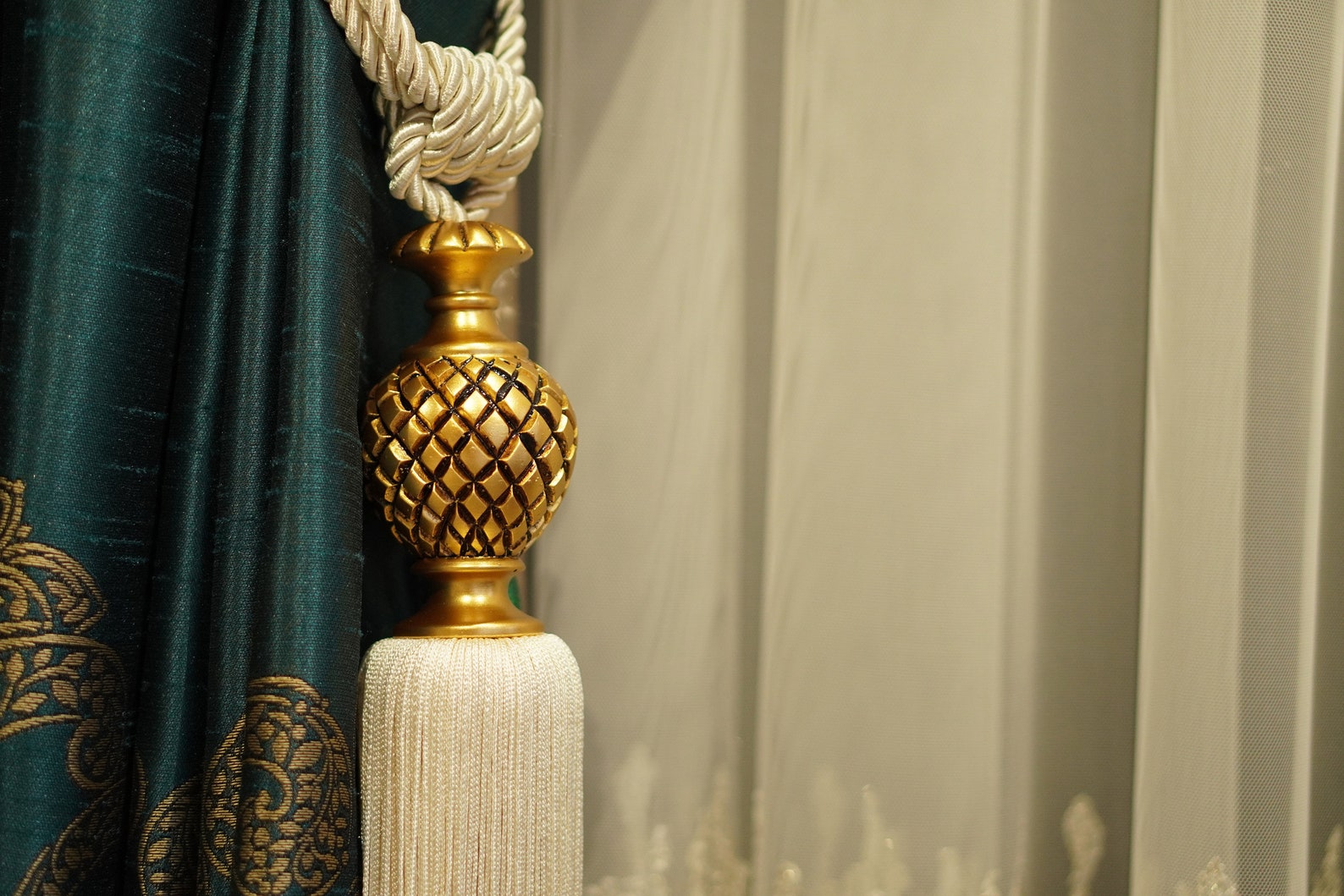 Pack of 2 Leaf Gold Tieback Curtain Tiebacks Tassel Tie - Etsy