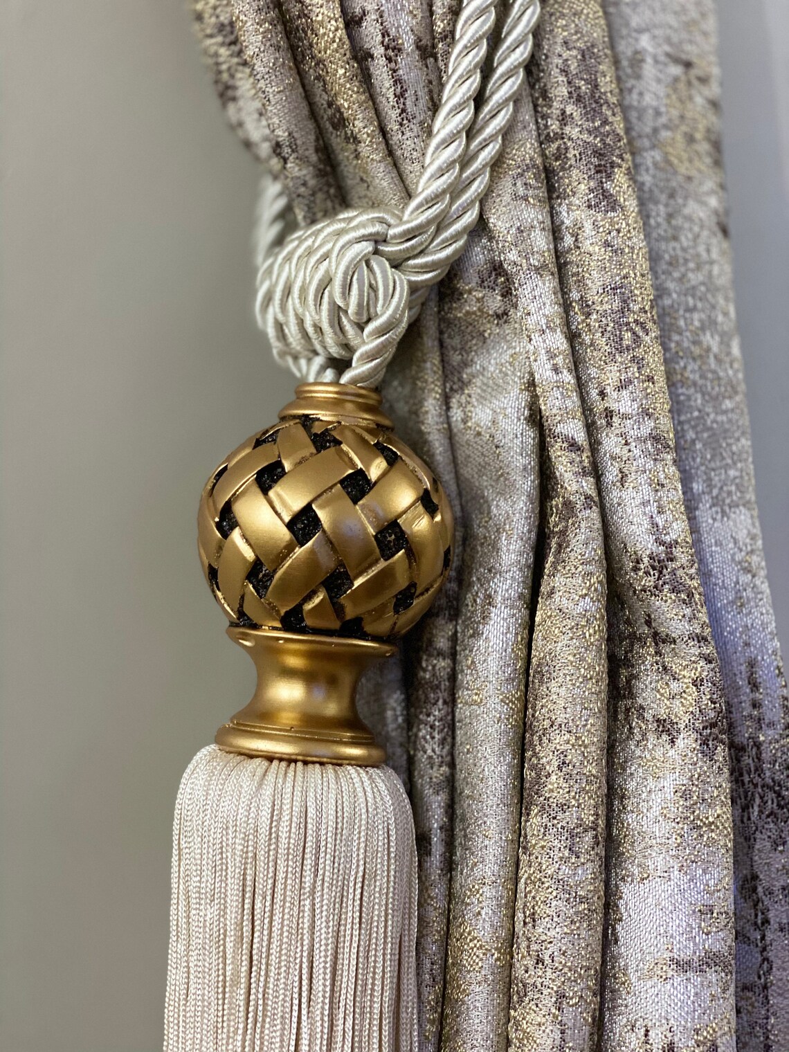 Pack of 2 Tiebacks gold home decor gold curtain tie | Etsy