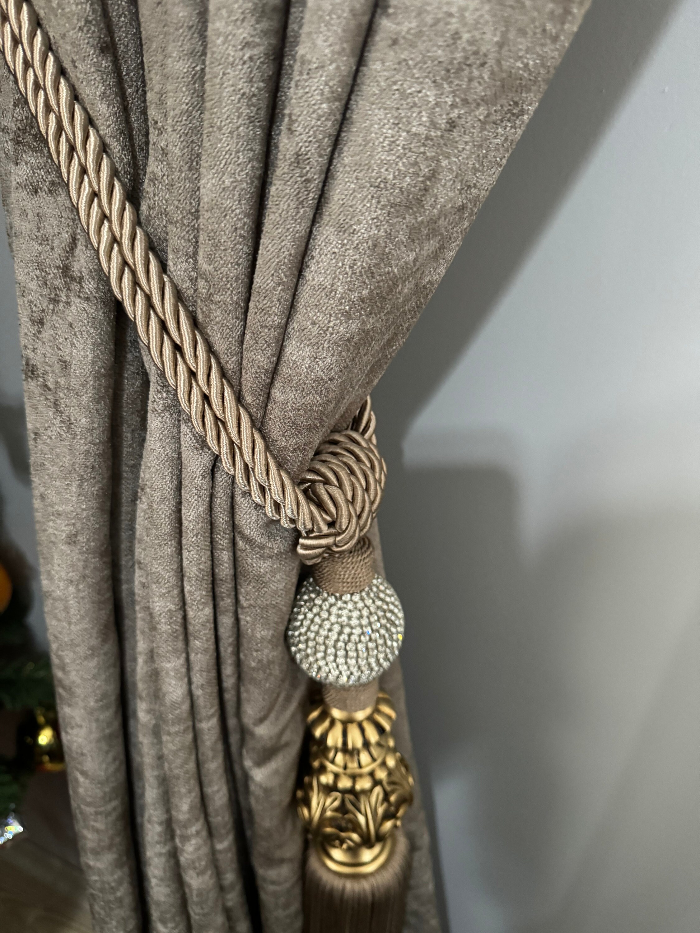 Gold Curtain Tiebacks With Swarovski Stones - Luxury Window Decor (pack ...