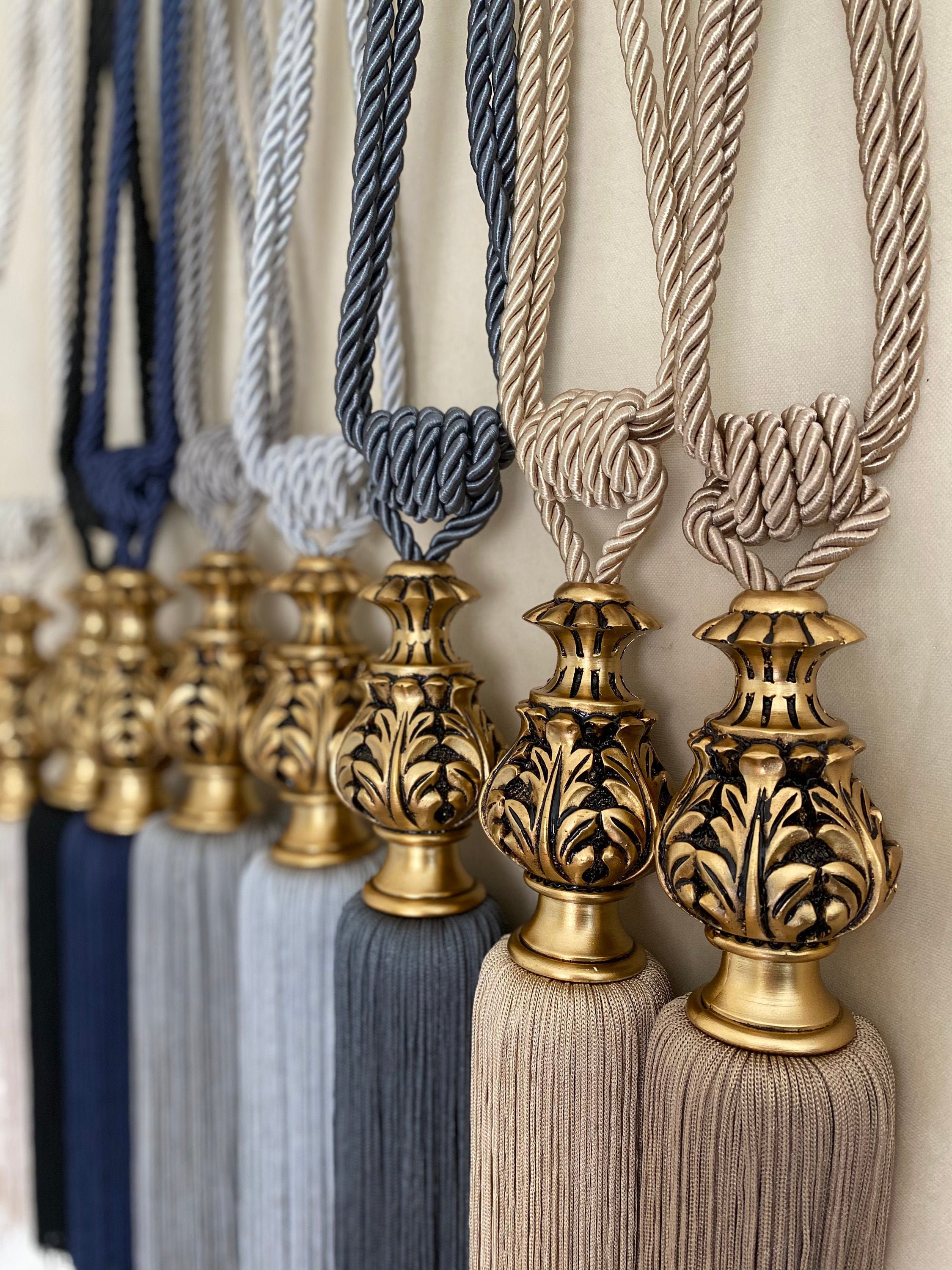 Pack of 2 Gold Curtain Tie Backs Gold Tie Backs Drapery | Etsy UK