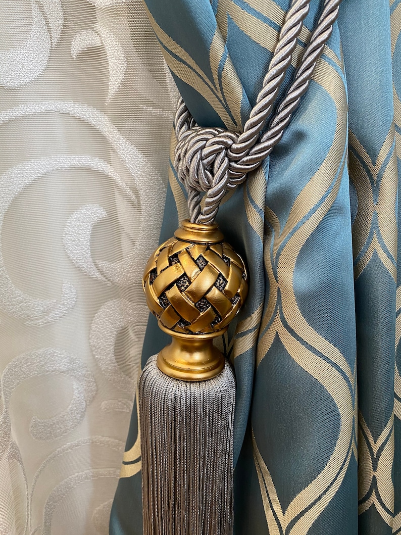 Pack of 2 Tiebacks Gold Home Decor Gold Curtain Tie | Etsy