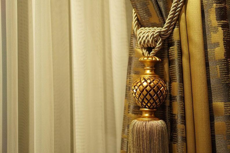 Pack of 2 Leaf Gold Tieback Curtain Tiebacks Tassel Tie - Etsy