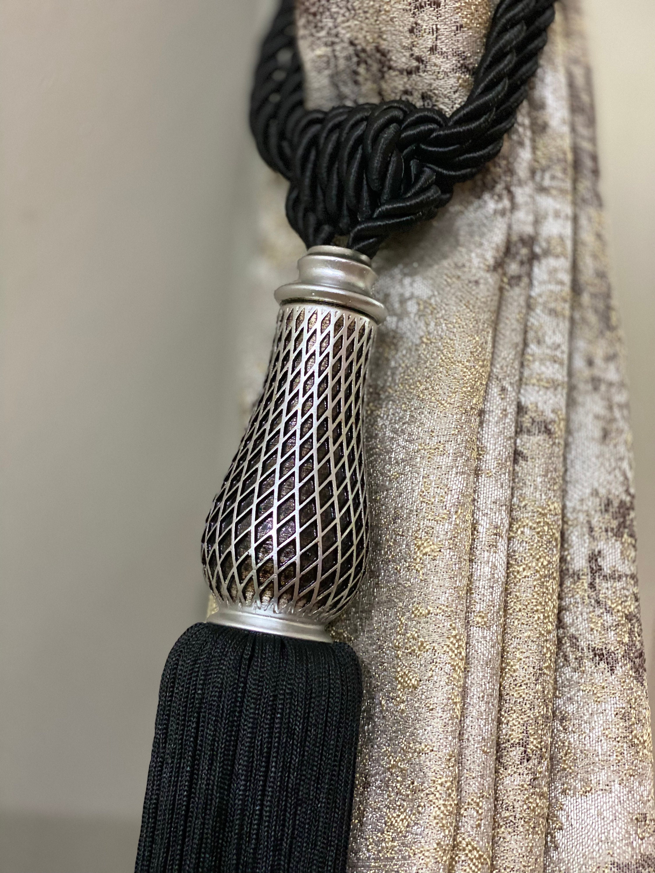 Pack of 2 silver curtain tie Tie back Home & living | Etsy