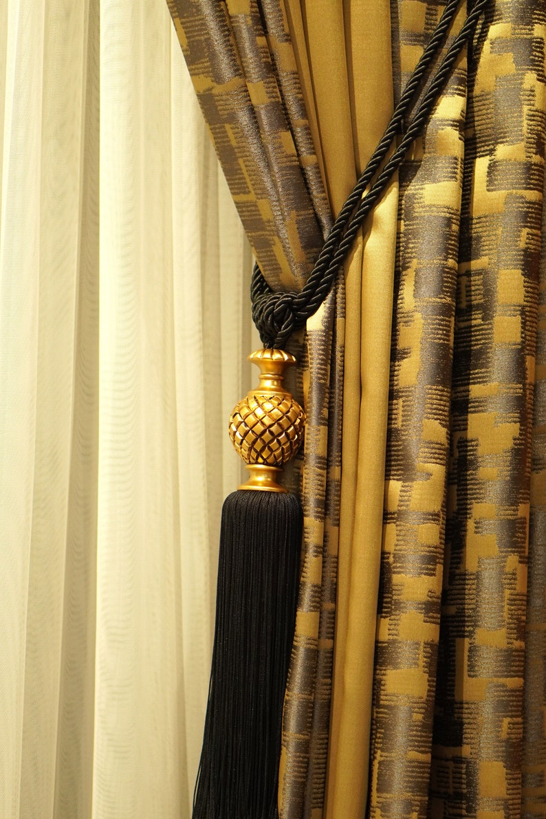 Pack of 2 Leaf Gold Tieback Curtain Tiebacks Tassel Tie - Etsy