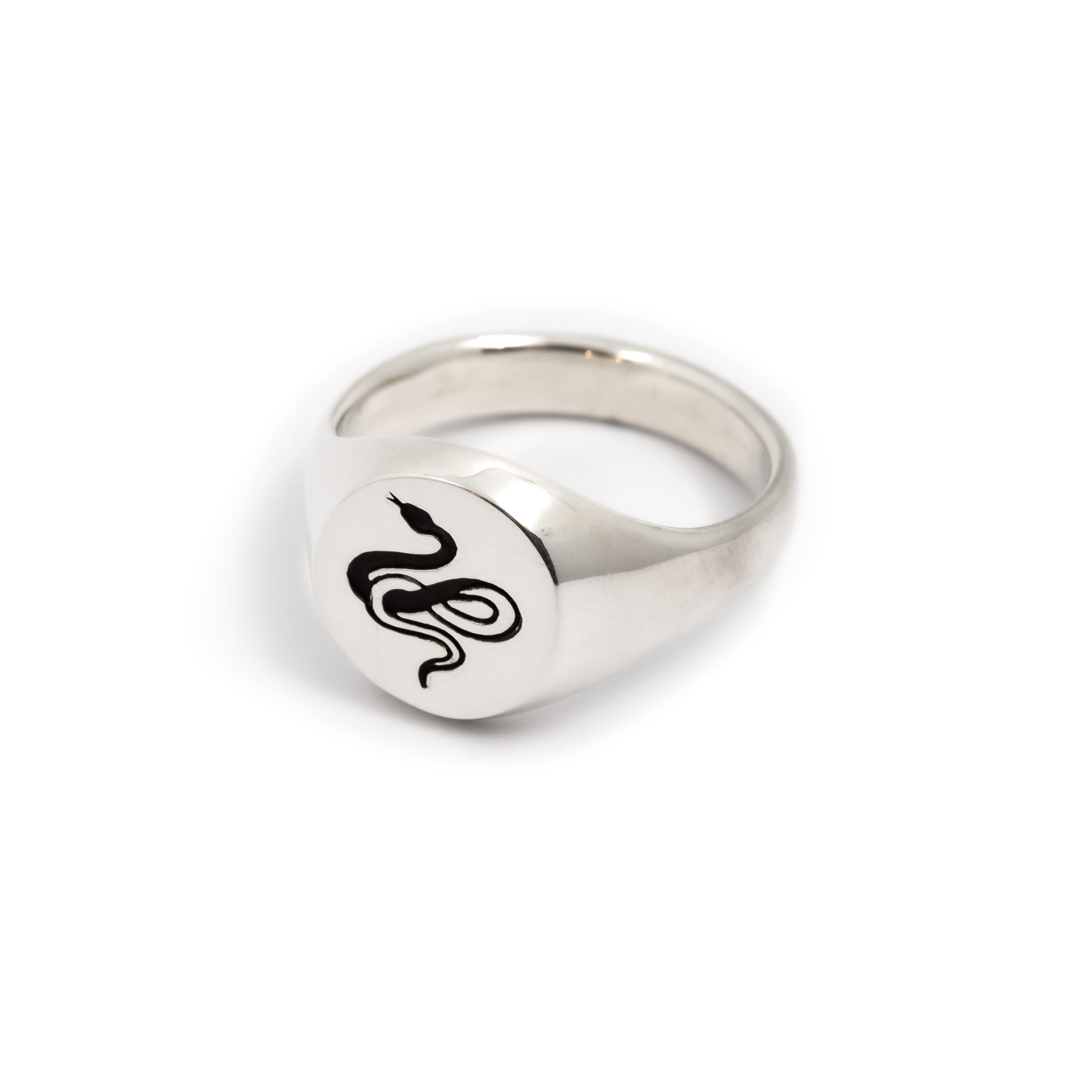 Snake Signet Ring in Sterling Silver Serpent Ring Snake - Etsy