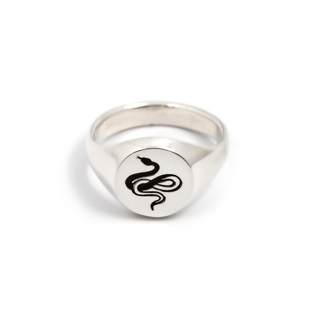 Snake Signet Ring in Sterling Silver Serpent Ring Snake - Etsy
