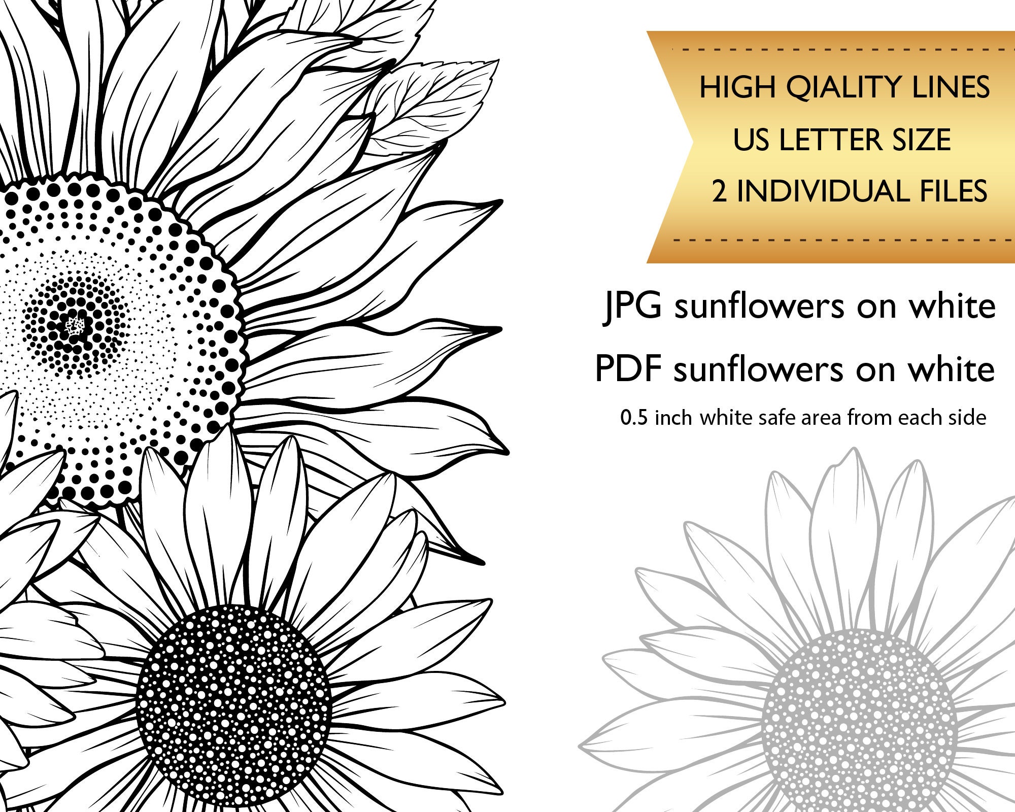 Sunflower Coloring Page: Meditative Floral Art (PDF & JPG) - Etsy