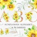 Sunflower Alphabet, Floral Alphabet, Watercolor Alphabet, Floral ...