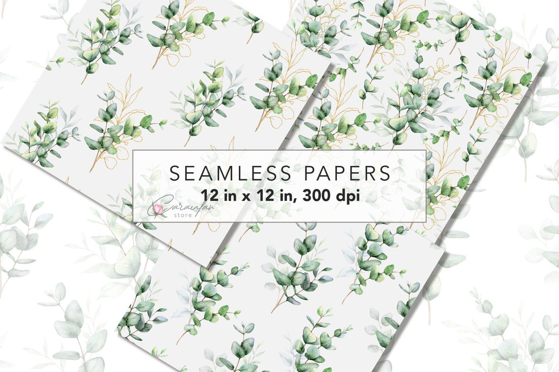 EUCALYPTUS Seamless Pattern, Watercolor Eucalyptus Digital Paper ...