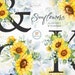 Sunflower Alphabet, Floral Alphabet, Watercolor Alphabet, Floral ...