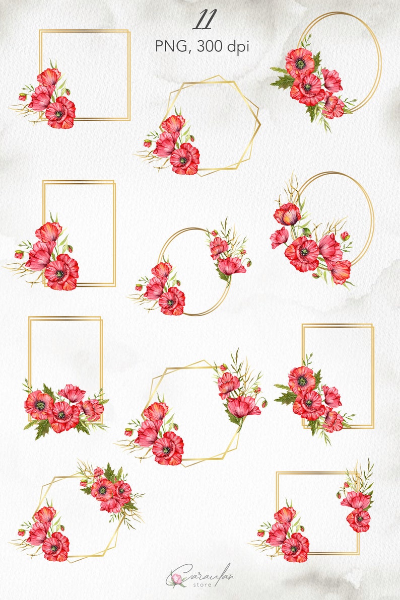 Poppy Clipart Watercolor, Poppy PNG, Summer Floral Frames PNG ...