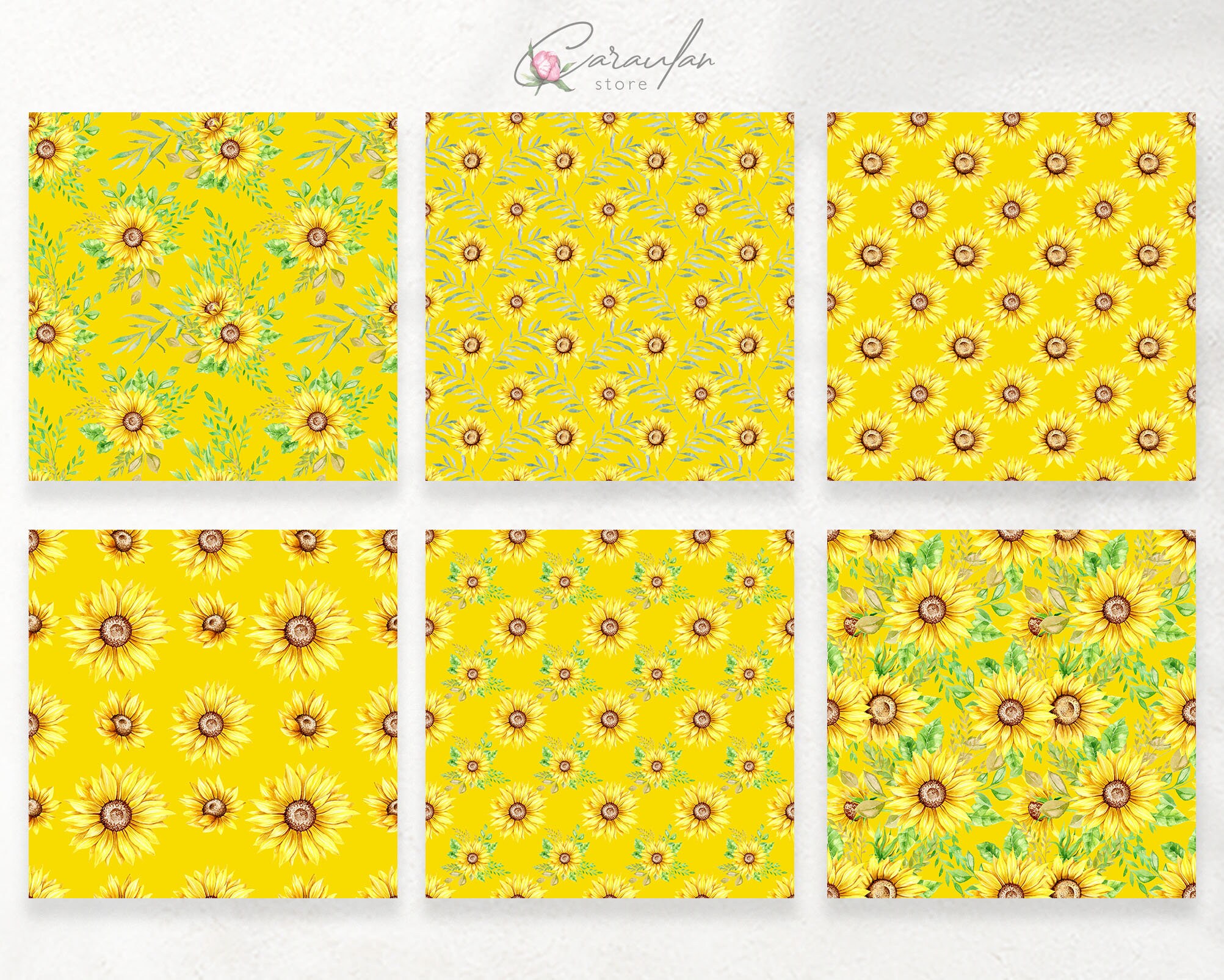 Sunflower Seamless Pattern, Watercolor Sunflower Digital Paper ...