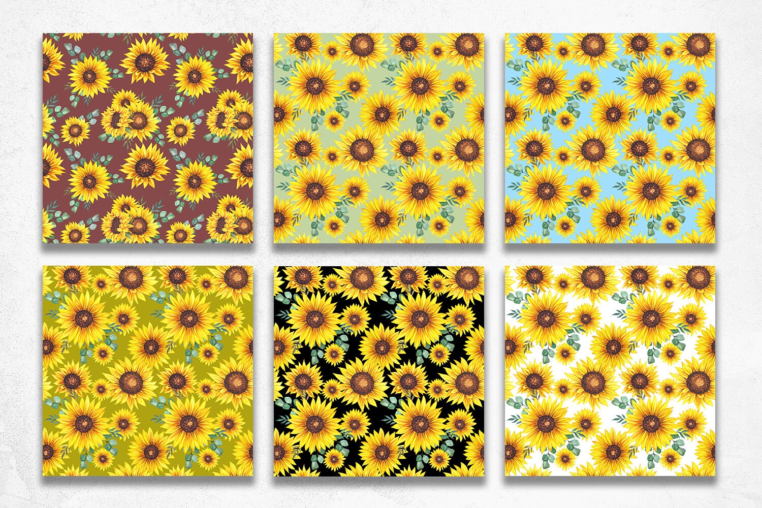 Watercolor Sunflower DIGITAL PAPER Collection JPG Seamless | Etsy
