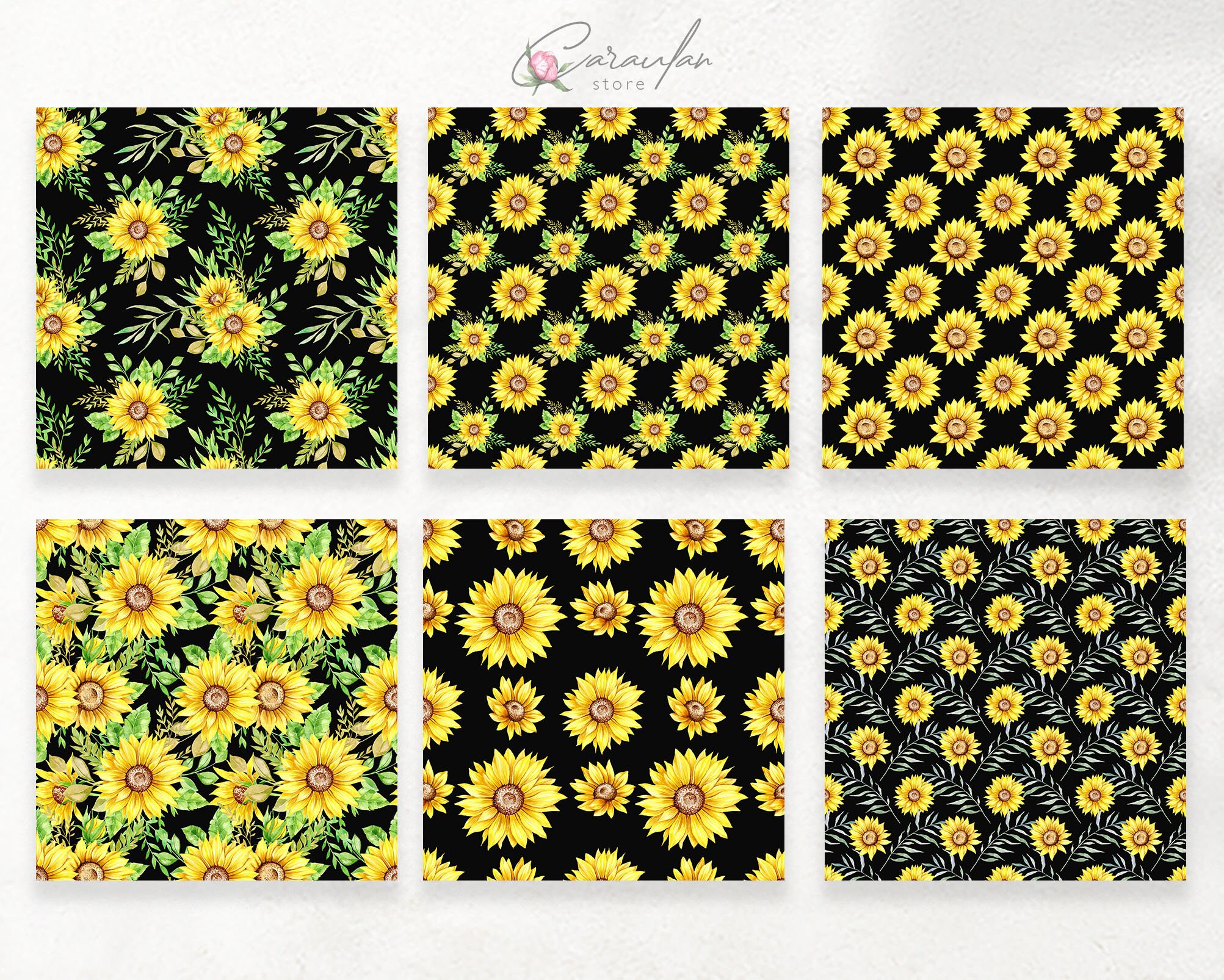 Sunflower Seamless Pattern, Watercolor Sunflower Digital Paper ...