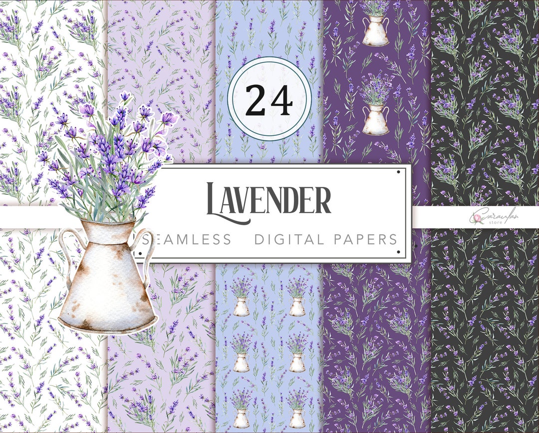 Lavender Digital Paper Lavender Seamless Pattern Watercolor - Etsy