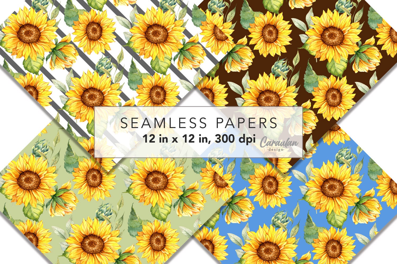 Sunflower Paper, Sunflowers Seamless Pattern, Sunflower Sublimation ...
