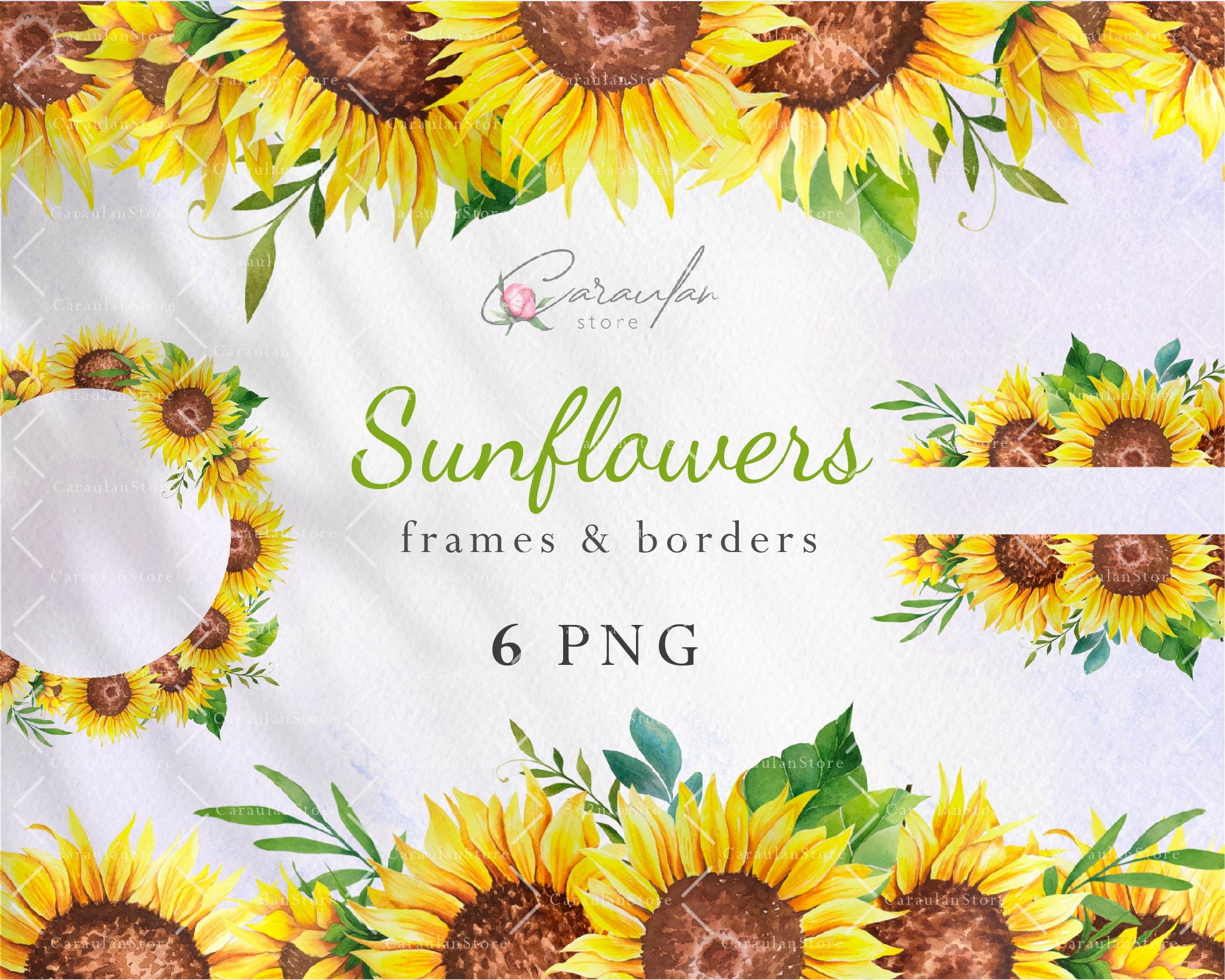 Watercolor Sunflower Frames PNG, Floral Frame PNG, Sunflower Clipart ...