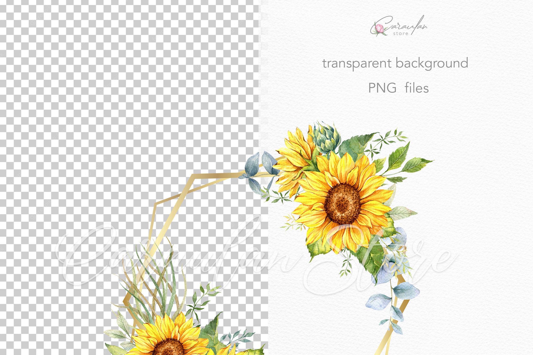 Watercolor Sunflower Frame PNG Clipart Floral Frame PNG - Etsy