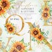 Watercolor Sunflower Alphabet, Watercolor Floral Alphabet, Floral ...