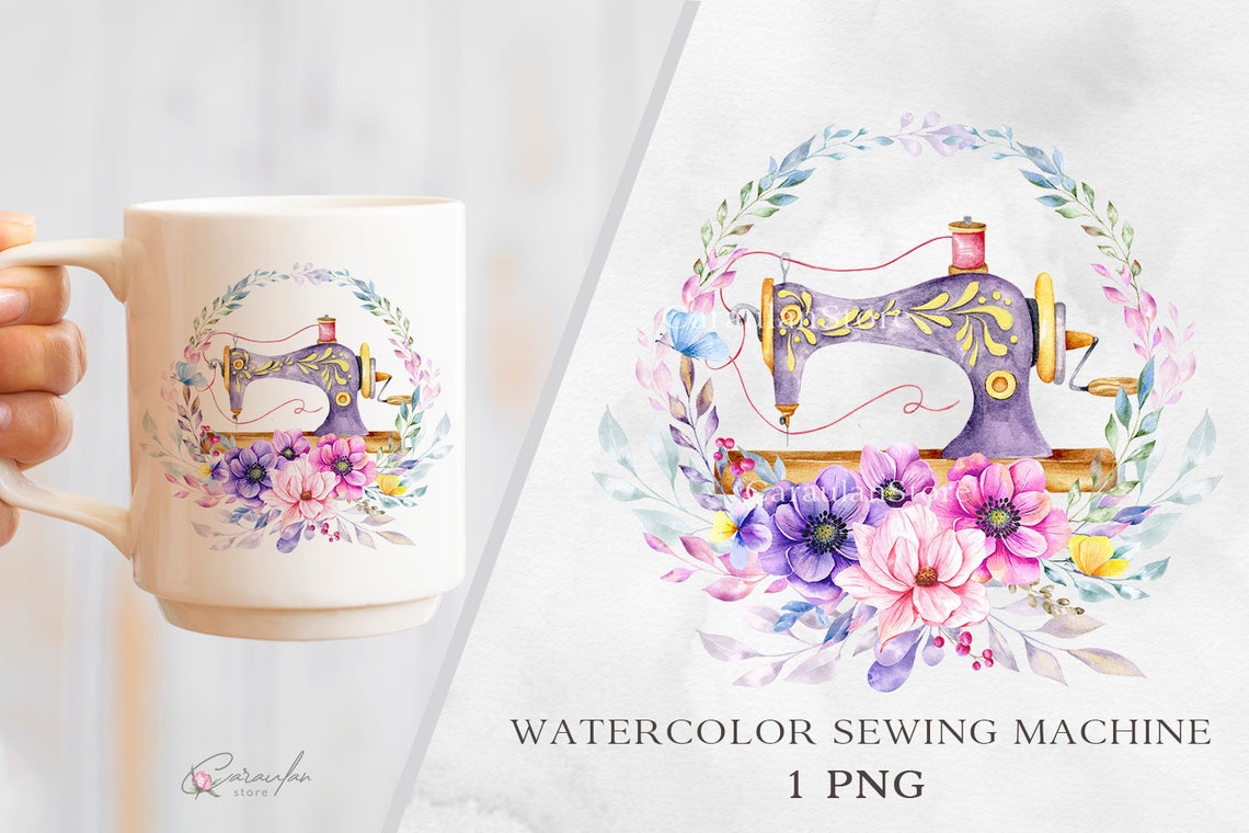 Sewing Machine With Flowers Sublimation Design Sewing Machine - Etsy