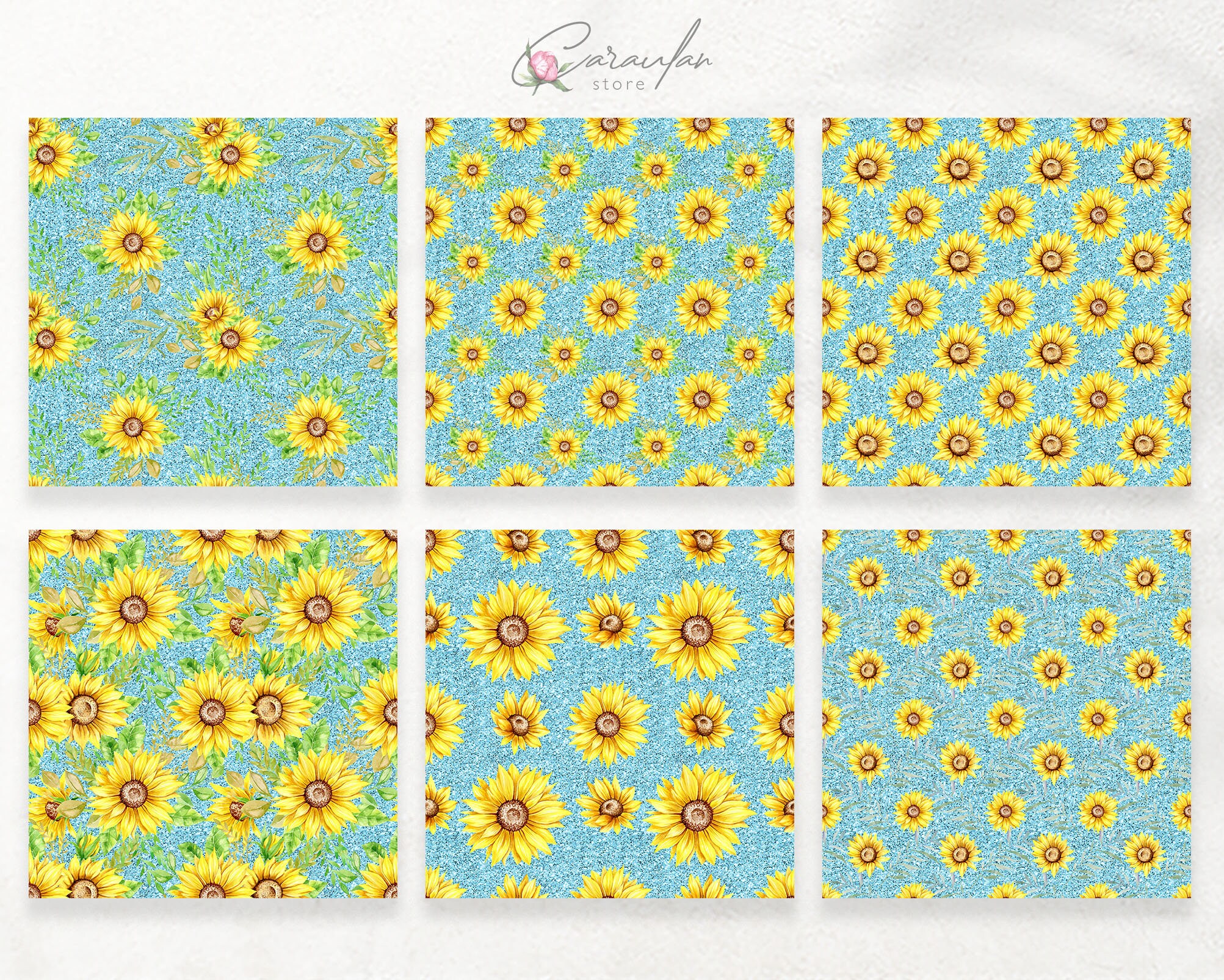 Sunflower Seamless Pattern, Watercolor Sunflower Digital Paper ...