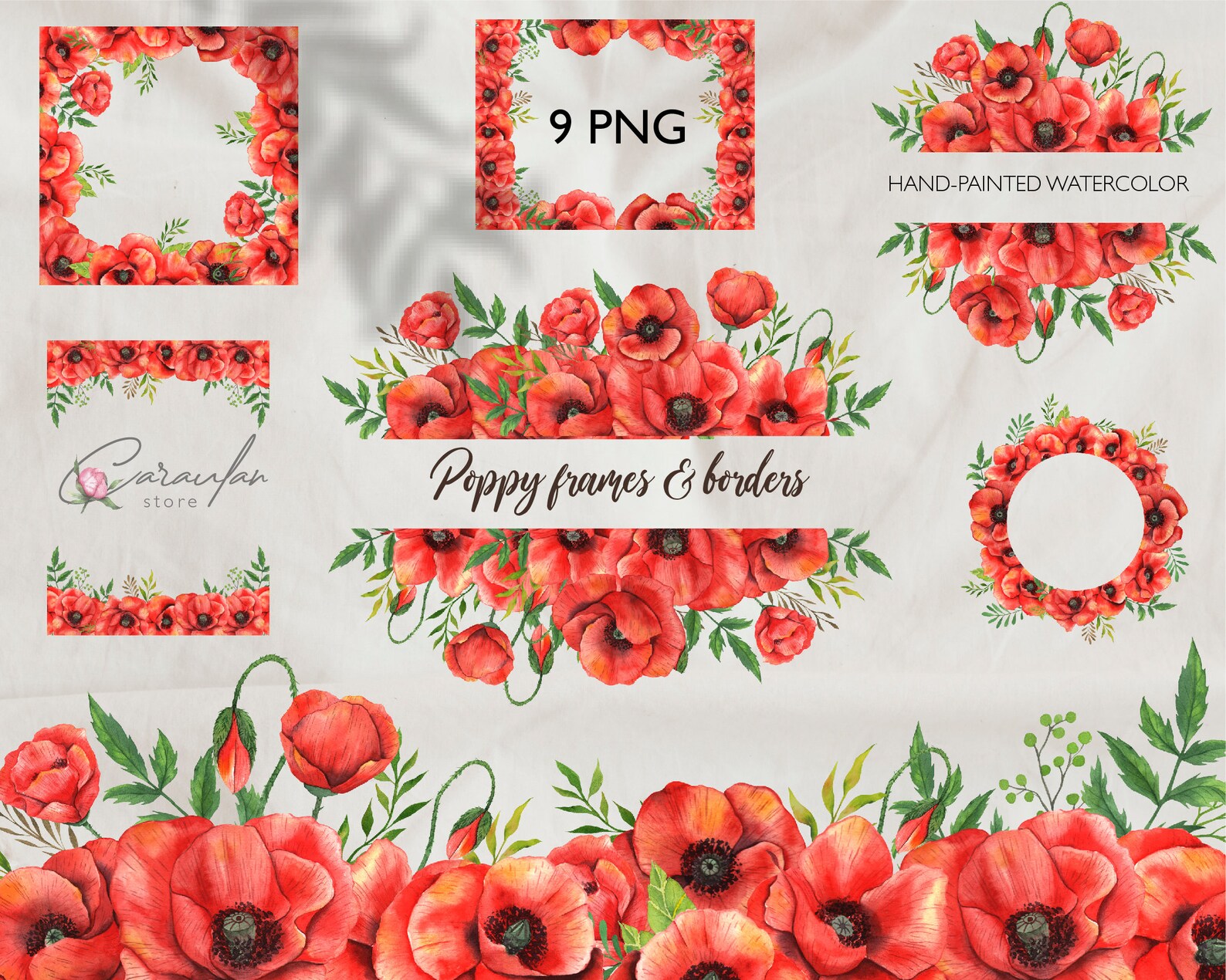 Watercolor Poppy Frame PNG Clipart Floral Frame PNG Poppies - Etsy