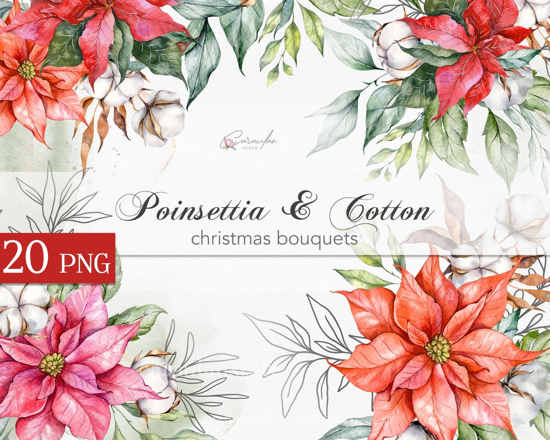 Christmas Watercolor Clipart, Christmas Watercolor Bouquets, Winter ...