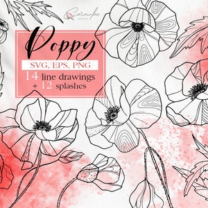 Poppy Flower SVG Poppy Line Art Line Work Poppies Floral | Etsy Canada